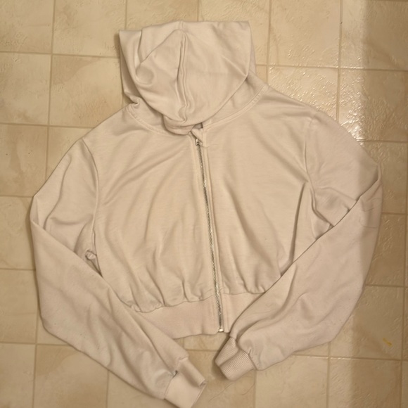 Jackets & Coats | Preppy Cute White Cropped Zip Up Jacket | Poshmark
